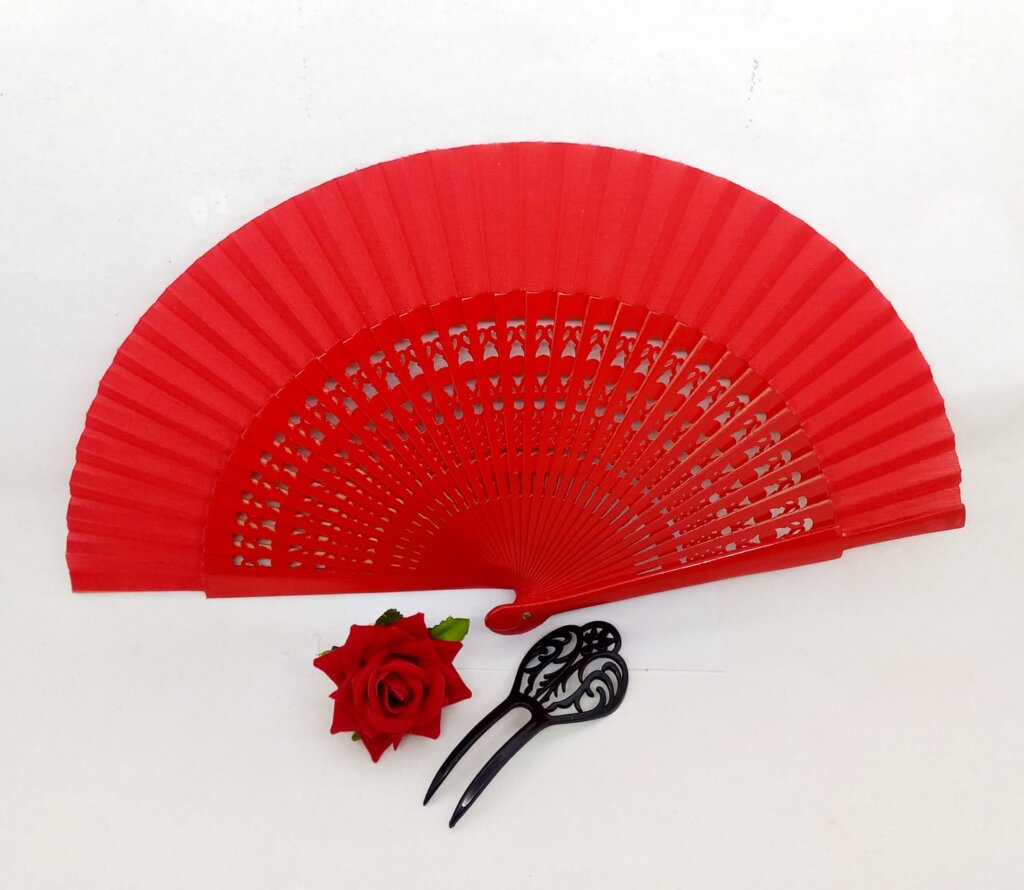 Leque Flamenco Abanico Médio Vazado Espanhol 23cm várias cores ...